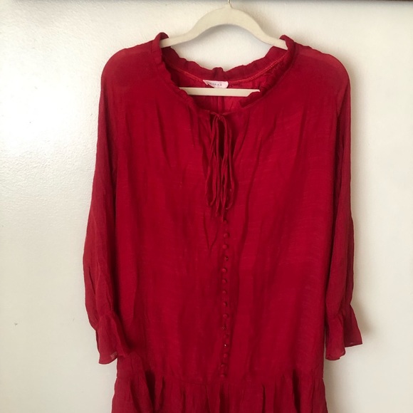 Gilli | Tops | Gilli Long Sleeve Red Top Wfront Tie Neck | Poshmark